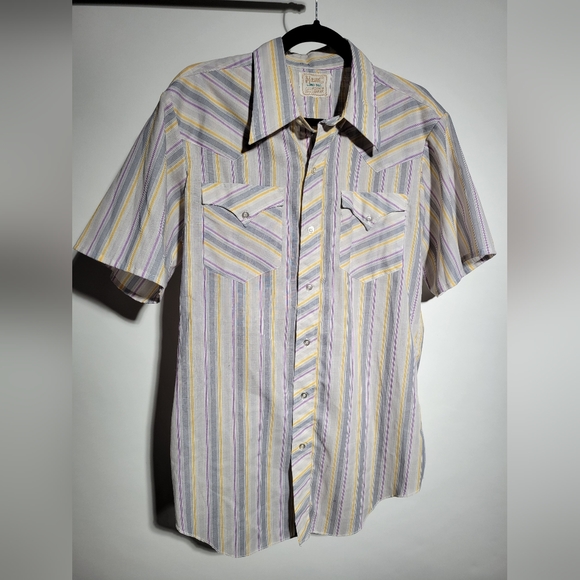 H Bar C | Shirts | Vintage H Bar C Striped Short Sleeve Western Shirt ...